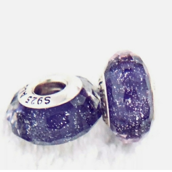 Pandora | Jewelry | Pandora Pair Of Dark Purple Shimmered Murano Glass ...